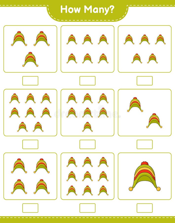 Counting Game, How Many Hat. Educational Children Game, Printable ...