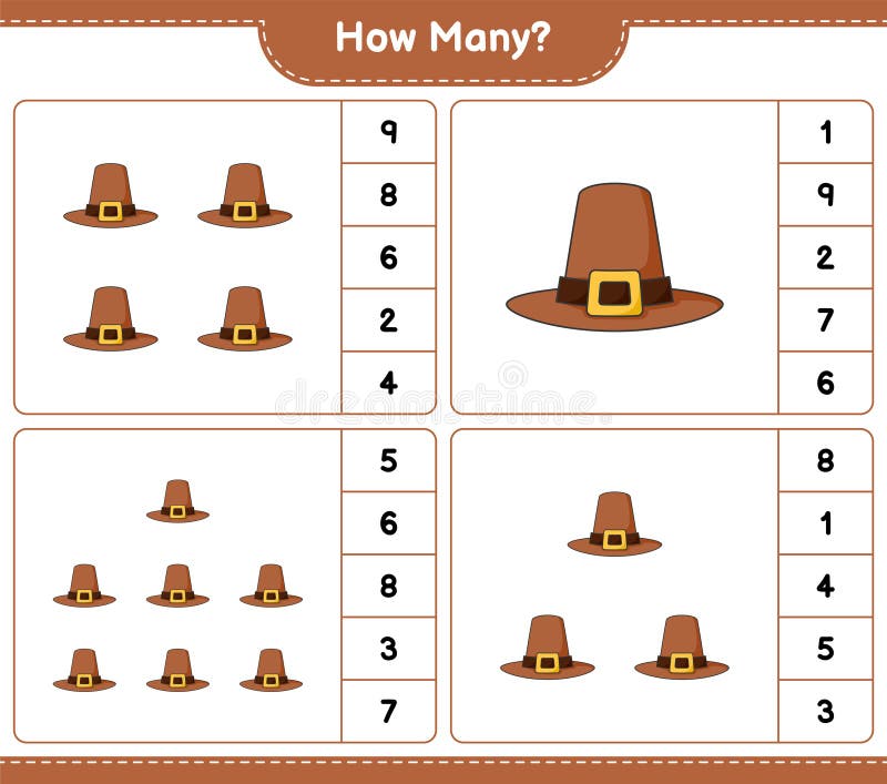 Counting Game, How Many Hat. Educational Children Game, Printable ...