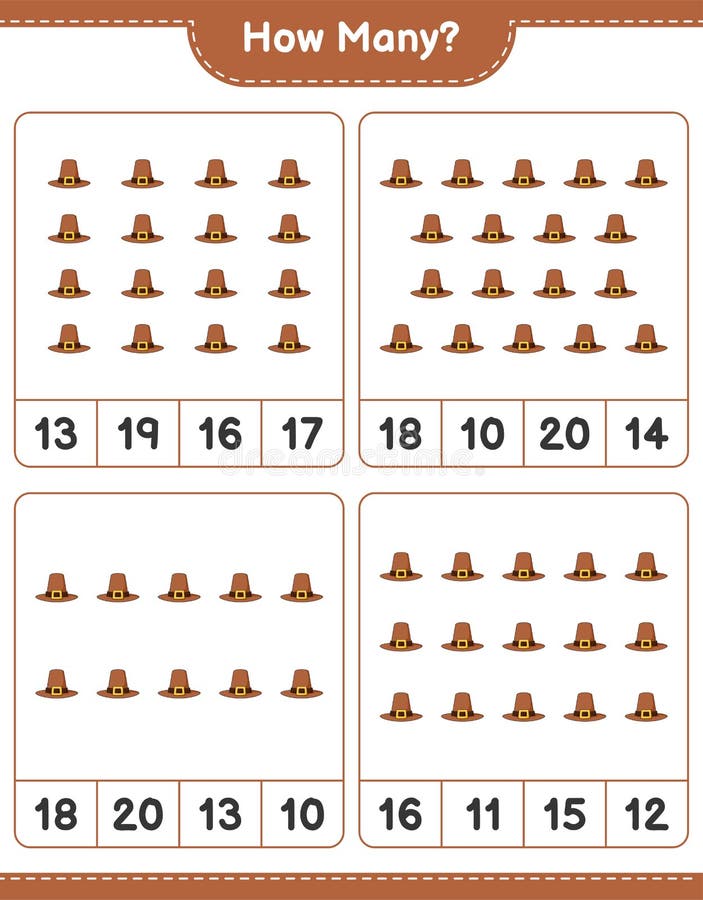 Counting Game, How Many Hat. Educational Children Game, Printable ...