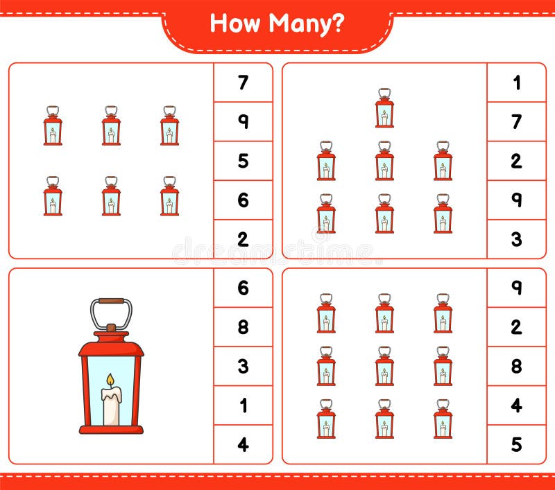Counting Game, How Many Lantern. Educational Children Game, Printable ...