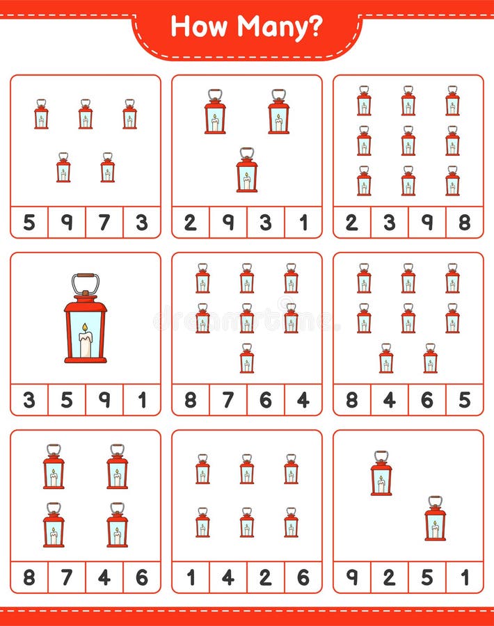 Counting Game, How Many Lantern. Educational Children Game, Printable ...