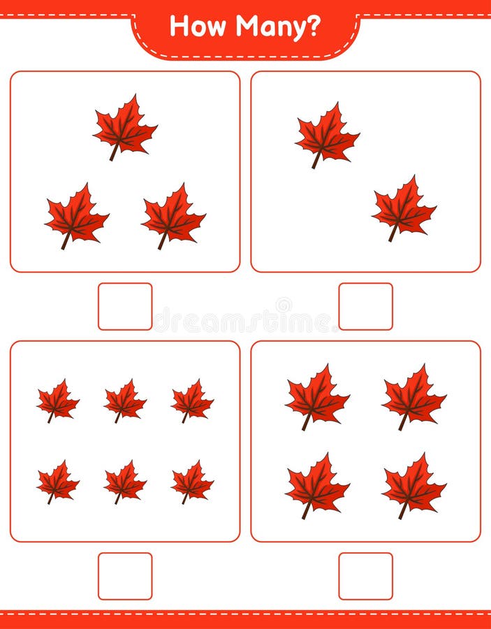 Counting Game, How Many Maple Leaf. Educational Children Game ...