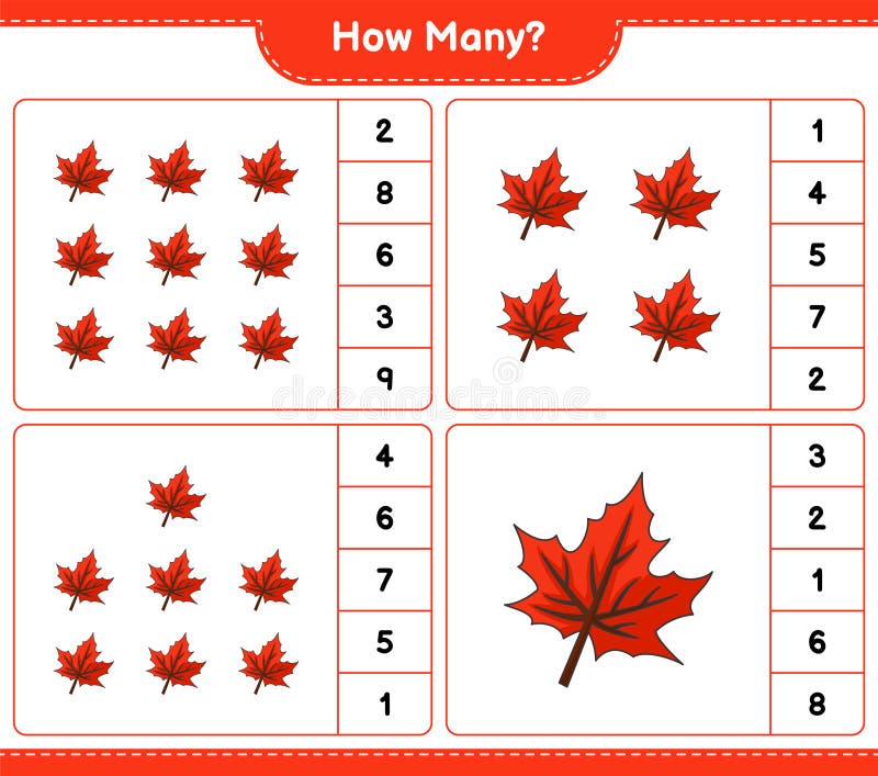Counting Game, How Many Maple Leaf. Educational Children Game ...