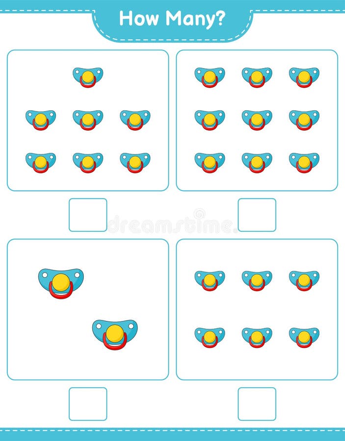 Counting Game, How Many Pacifier. Educational Children Game, Printable ...