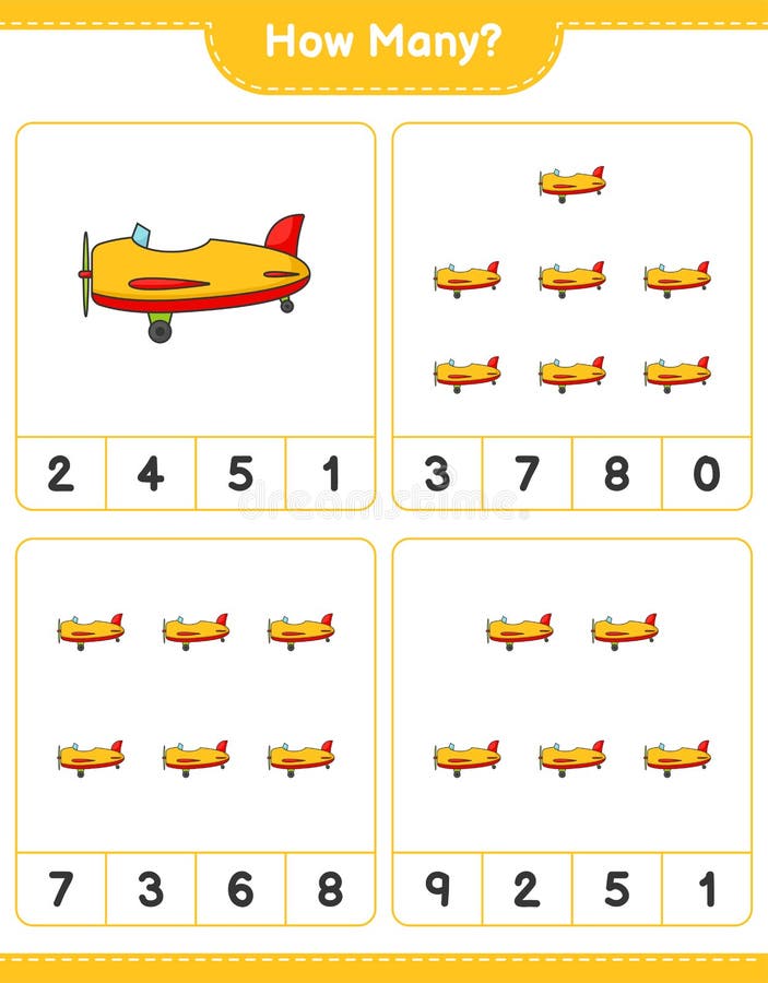 Counting Game, How Many Plane. Educational Children Game, Printable ...