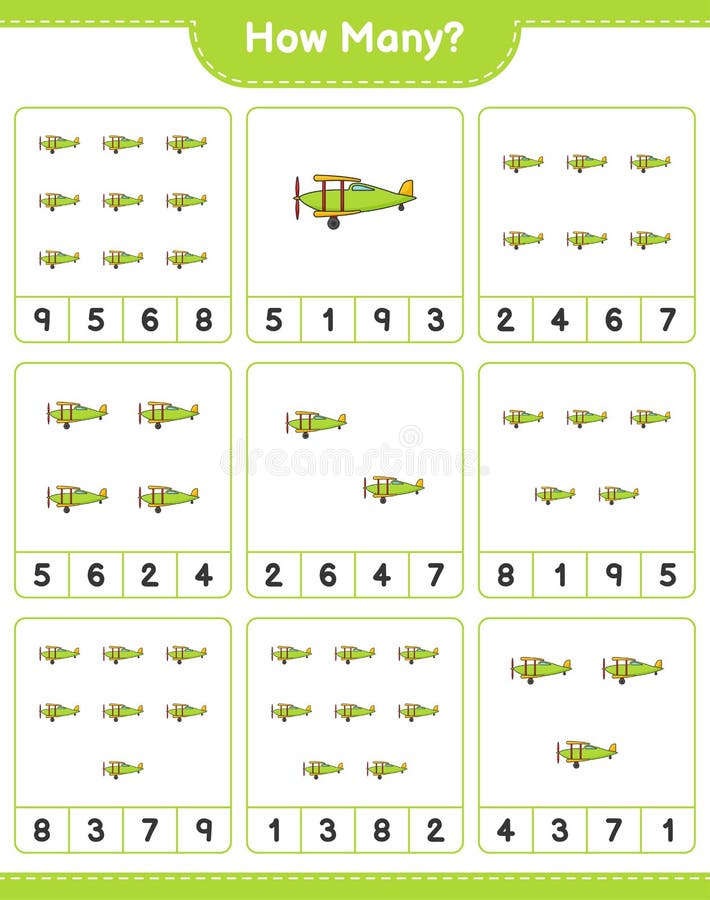 Counting Game, How Many Plane. Educational Children Game, Printable ...
