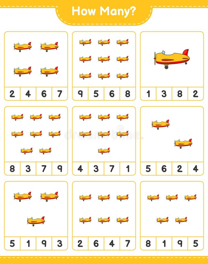 Counting Game, How Many Plane. Educational Children Game, Printable ...
