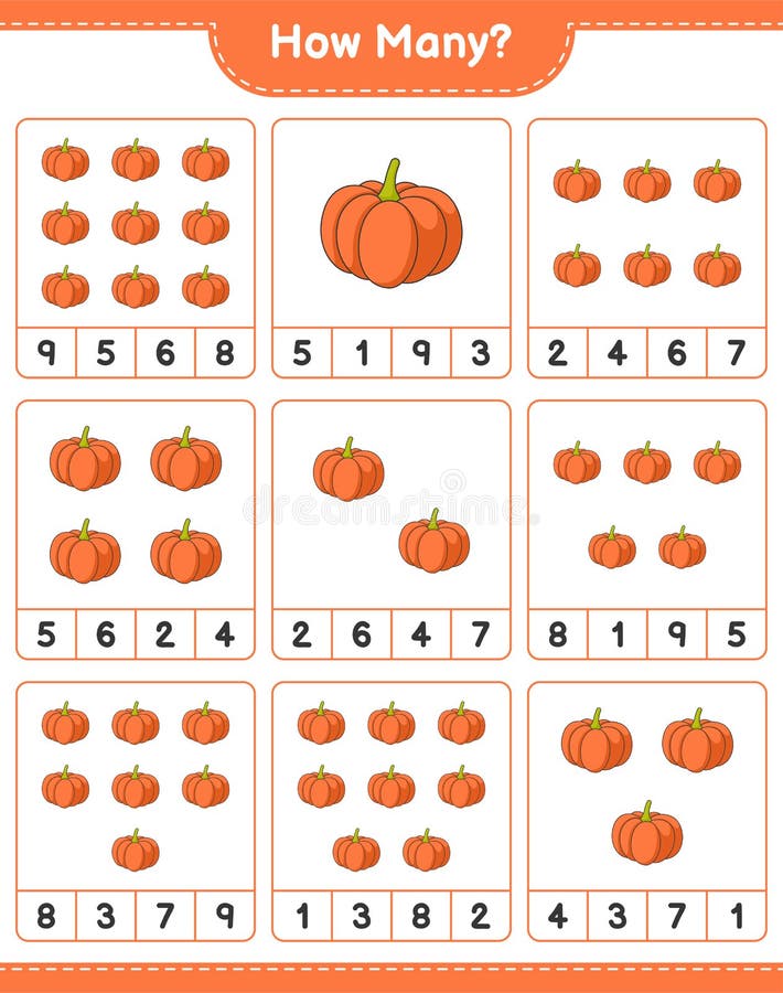 How Many Pumpkin, Game for Children. Vector Illustration Stock Vector ...