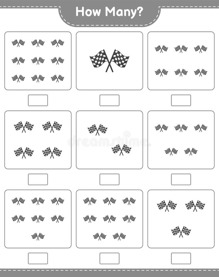 Counting Game, How Many Racing Flags. Educational Children Game ...