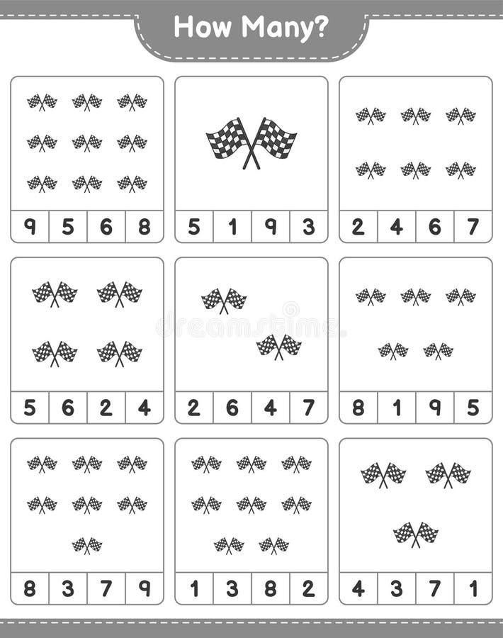 Counting Game, How Many Racing Flags. Educational Children Game ...