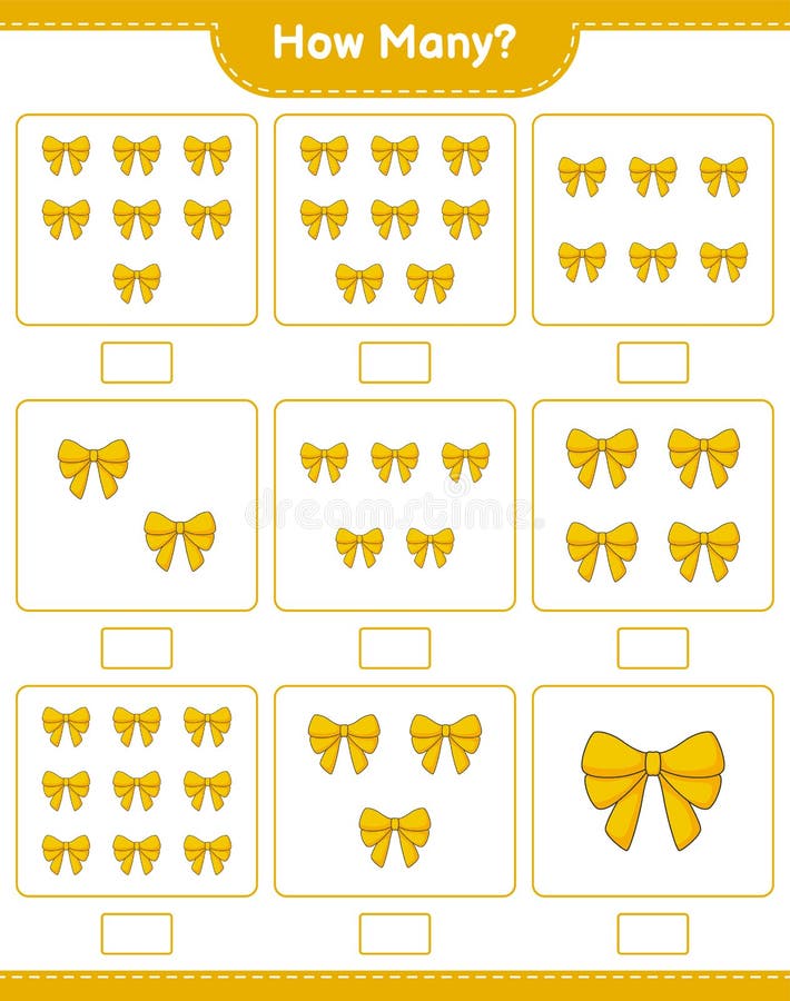 Counting Game, How Many Ribbon. Educational Children Game, Printable ...