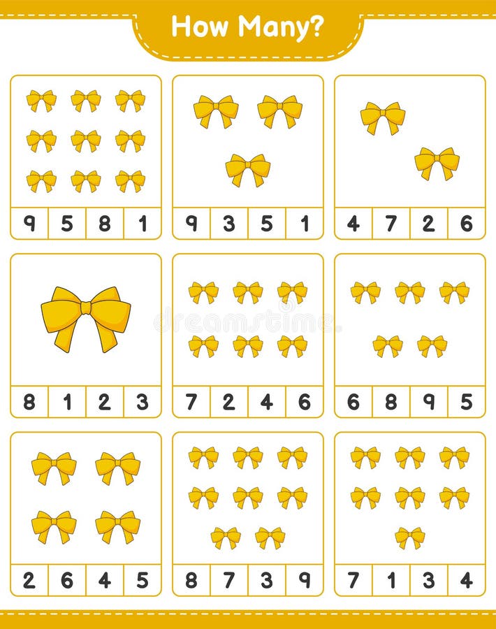 Counting Game, How Many Ribbon. Educational Children Game, Printable ...