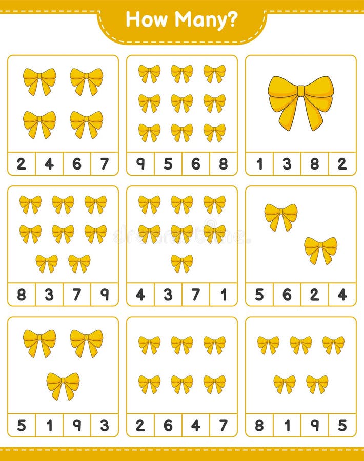 Counting Game, How Many Ribbon. Educational Children Game, Printable ...