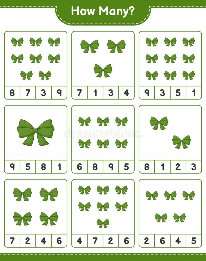 How Many Ribbon, Game for Children. Vector Illustration Stock Vector ...