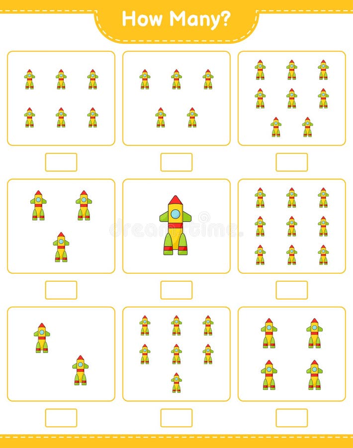 Counting Game, How Many Rocket. Educational Children Game, Printable ...