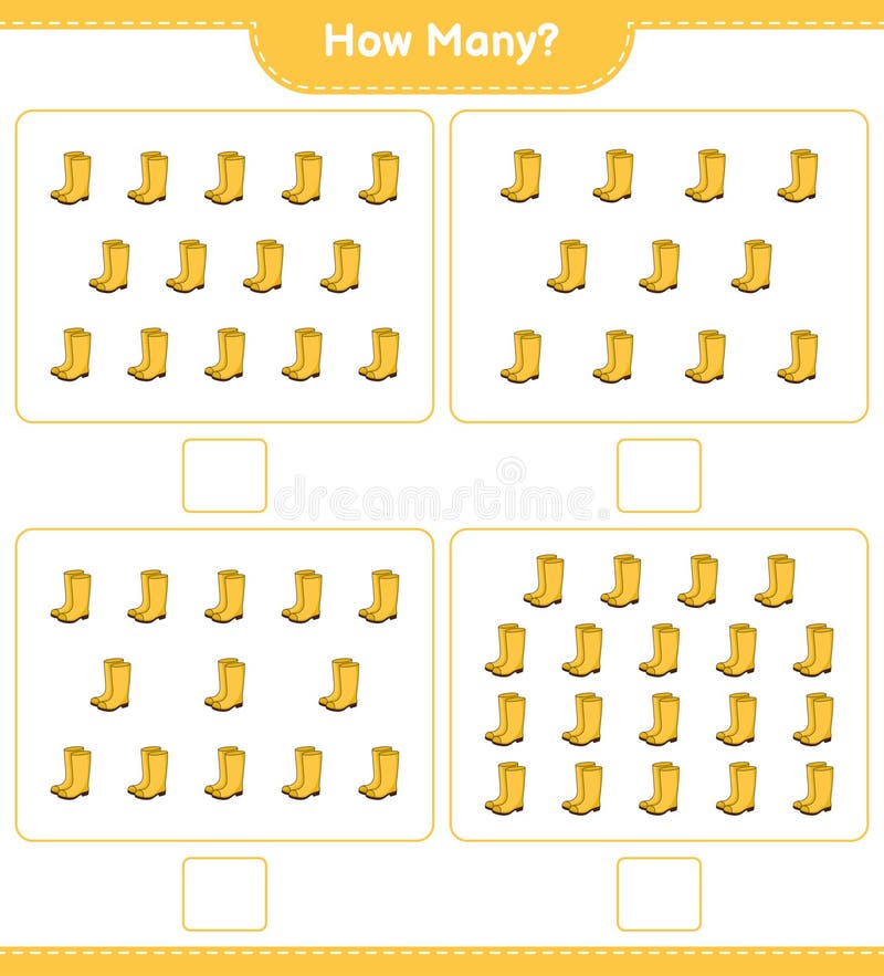 Counting Game, How Many Rubber Boots. Educational Children Game ...