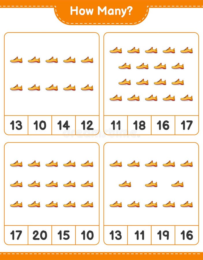 Counting Game, How Many Running Shoes. Educational Children Game ...
