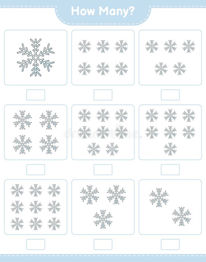 Counting Game, How Many Snowflake. Educational Children Game, Printable ...