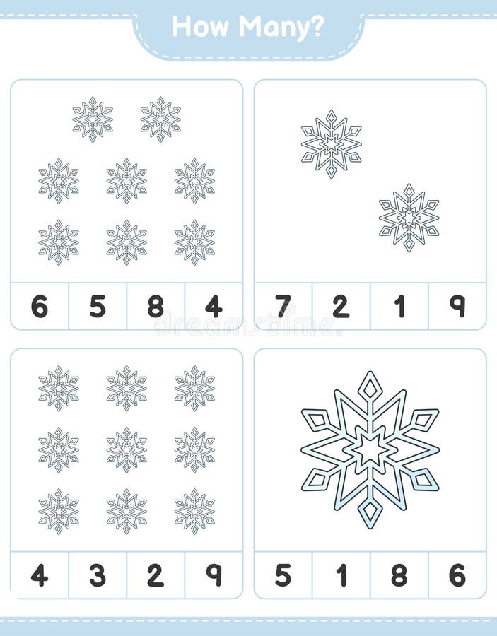 Counting Game, How Many Snowflake. Educational Children Game, Printable ...
