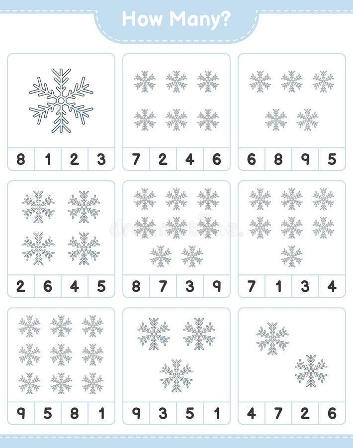 Counting Game, How Many Snowflake. Educational Children Game, Printable ...