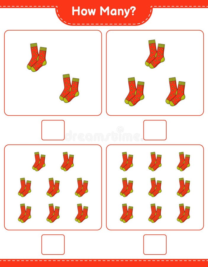Counting Game, How Many Socks. Educational Children Game, Printable ...