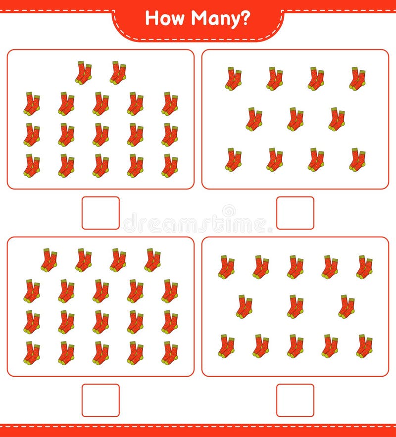 Counting Game, How Many Socks. Educational Children Game, Printable ...