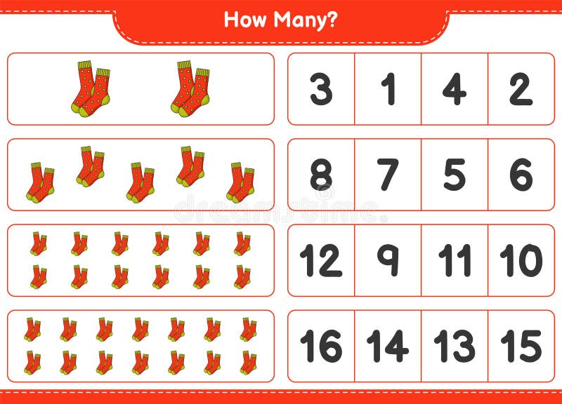 Counting Game, How Many Socks. Educational Children Game, Printable ...