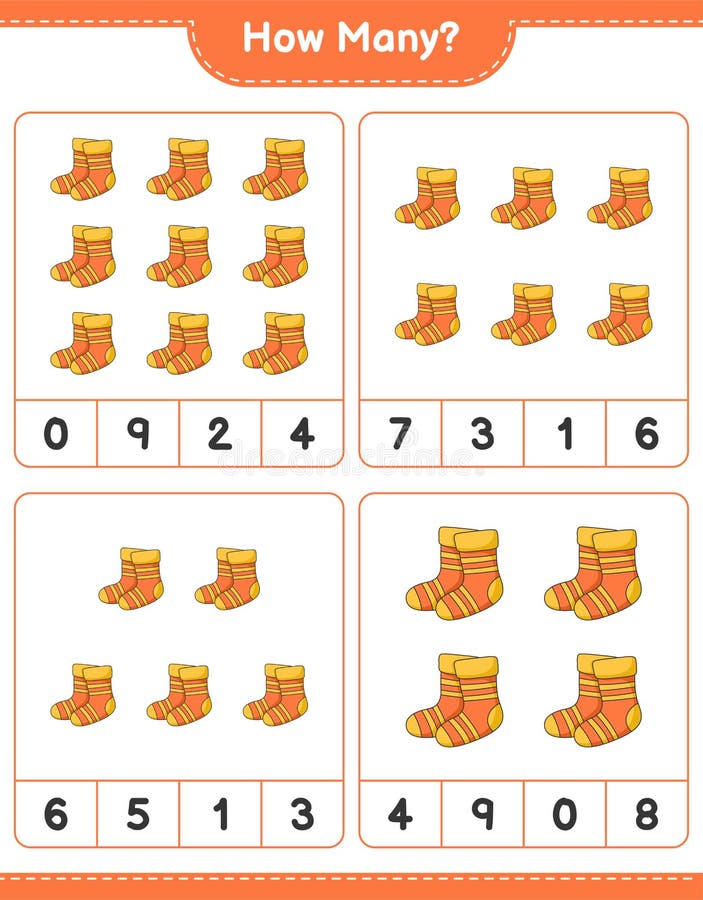 Counting Game, How Many Socks. Educational Children Game, Printable ...
