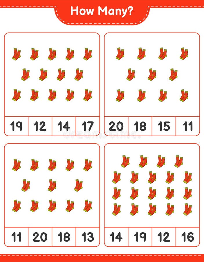 Counting Game, How Many Socks. Educational Children Game, Printable ...