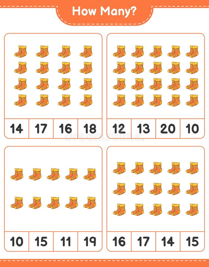 Counting Game, How Many Socks. Educational Children Game, Printable ...