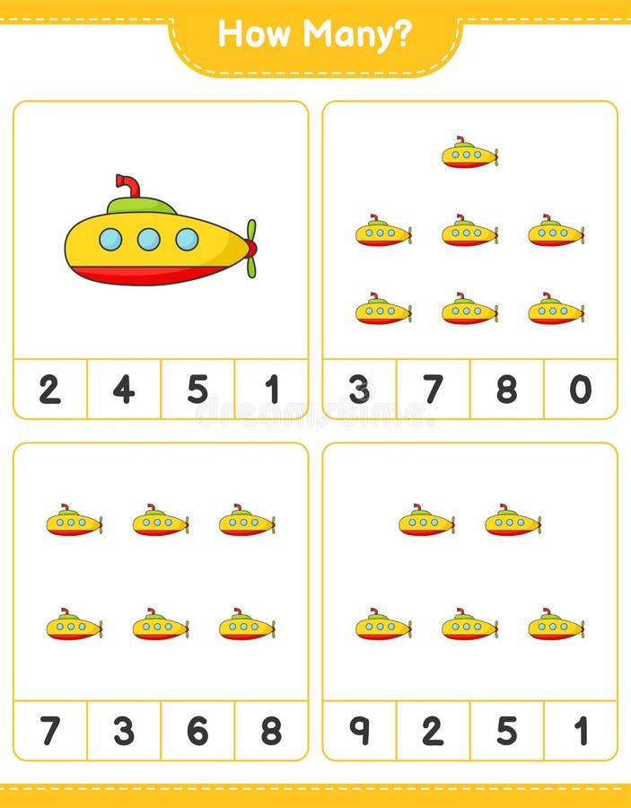 Counting Game, How Many Submarine. Educational Children Game, Printable ...