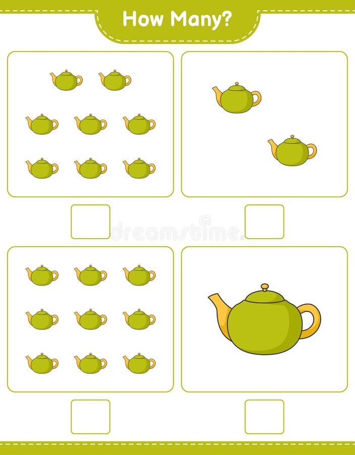 Counting Game, How Many Teapot. Educational Children Game, Printable ...