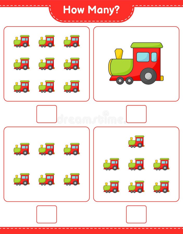 Counting Game, How Many Train. Educational Children Game, Printable ...