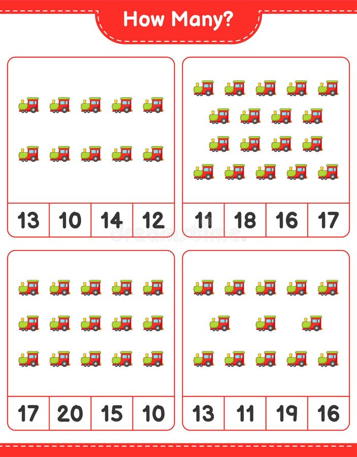 Counting Game, How Many Train. Educational Children Game, Printable ...