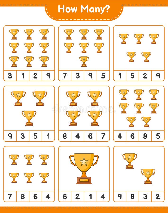 Counting Game, How Many Trophy. Educational Children Game, Printable ...