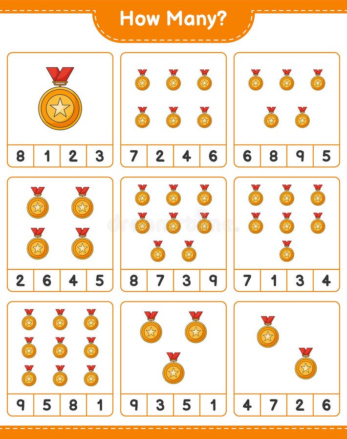 Counting Game, How Many Trophy. Educational Children Game, Printable ...