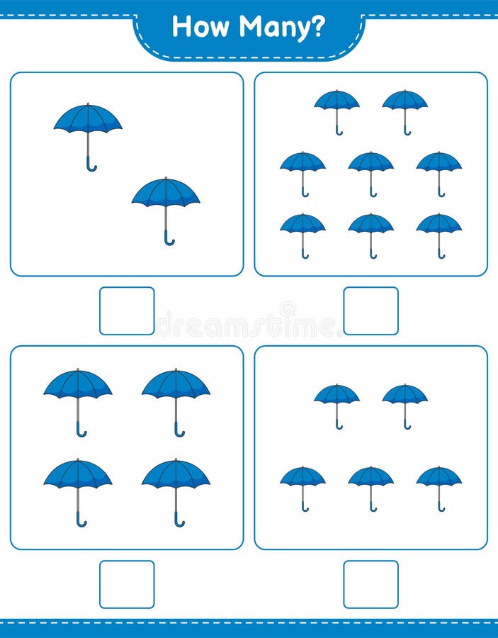 Counting Game, How Many Umbrella. Educational Children Game, Printable ...