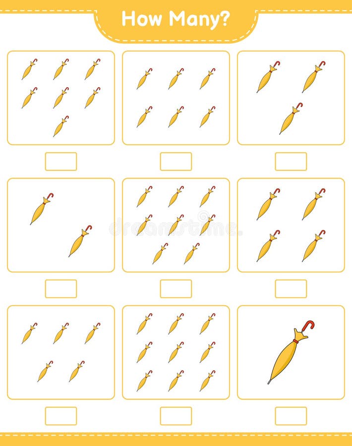 Counting Game, How Many Umbrella. Educational Children Game, Printable ...