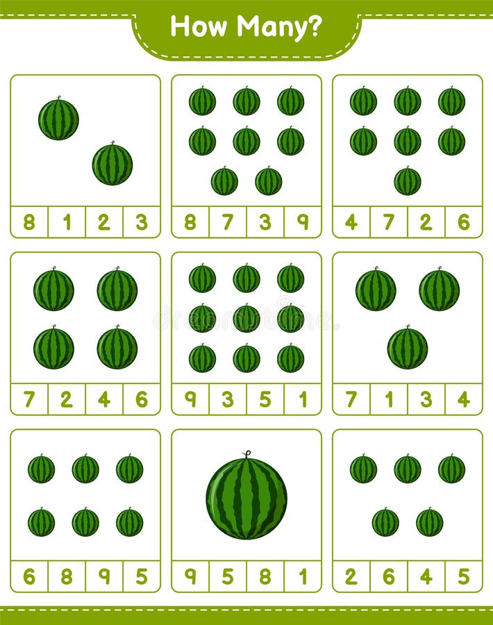Counting Game, How Many Watermelon. Educational Children Game Stock ...