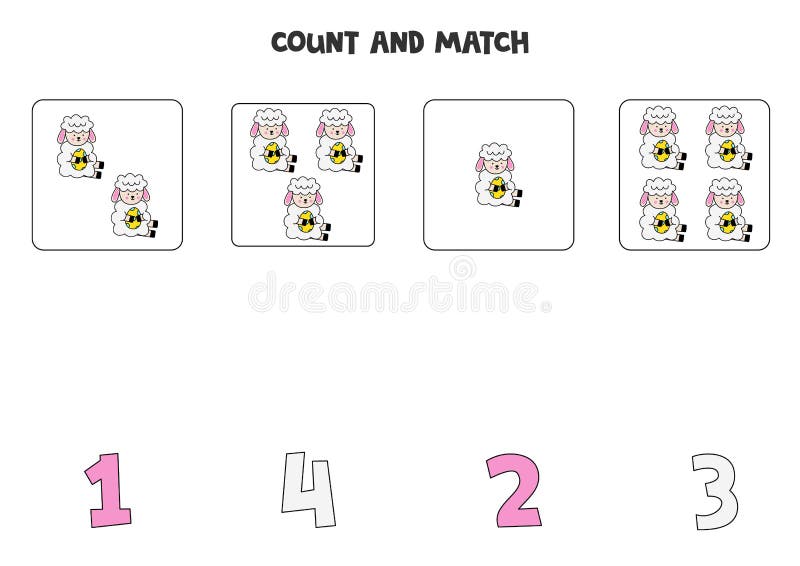 Counting Game for Kids. Count All Easter Sheep and Match with Numbers ...