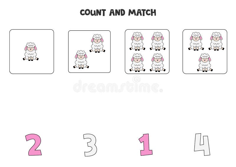 Counting Game for Kids. Count All Easter Sheep and Match with Numbers ...
