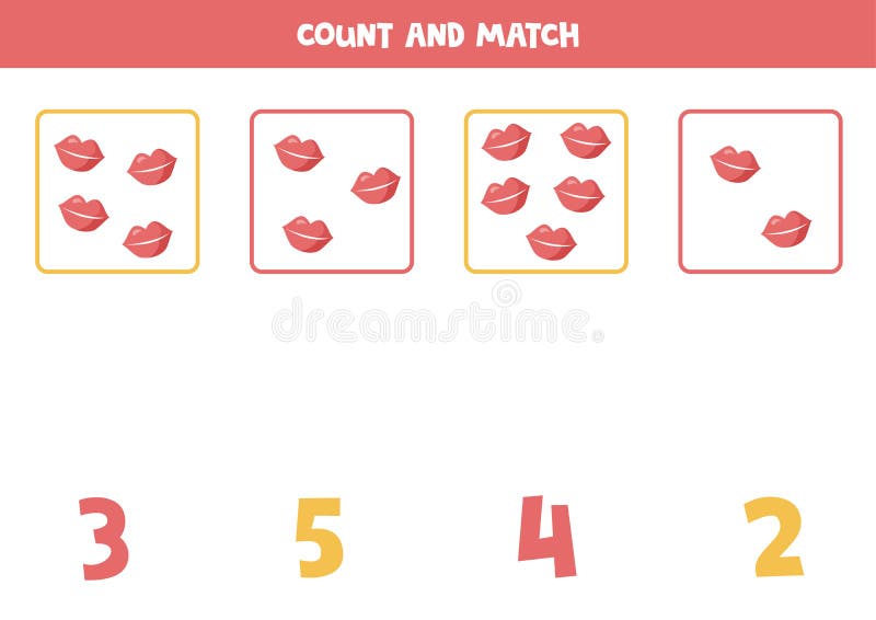 Counting Game for Kids. Math Game with Cartoon Lips. Stock Vector ...