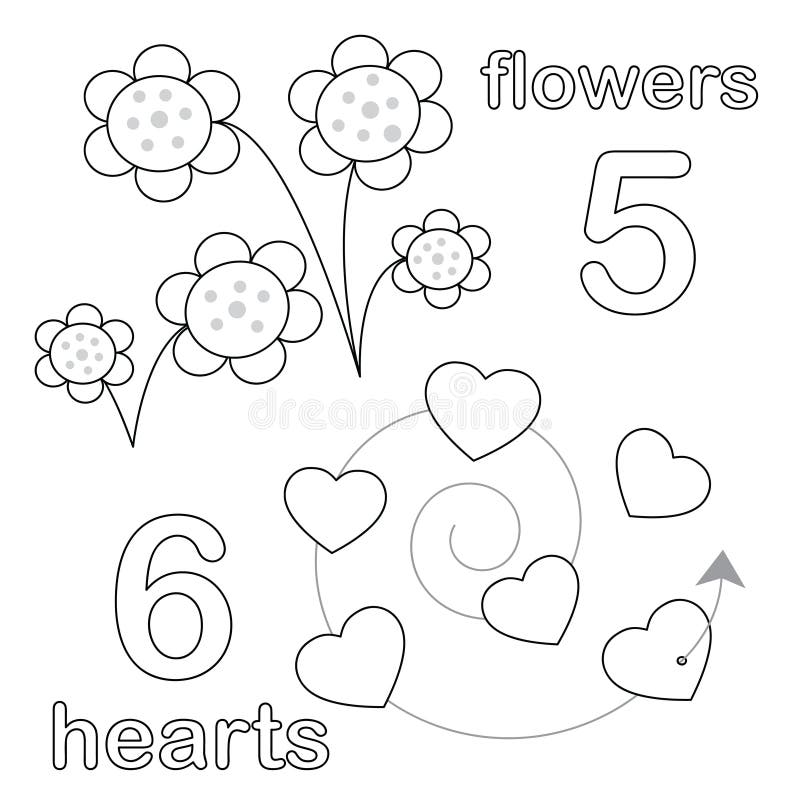 Counting Game with Number 5 & 6 Stock Illustration - Illustration of ...