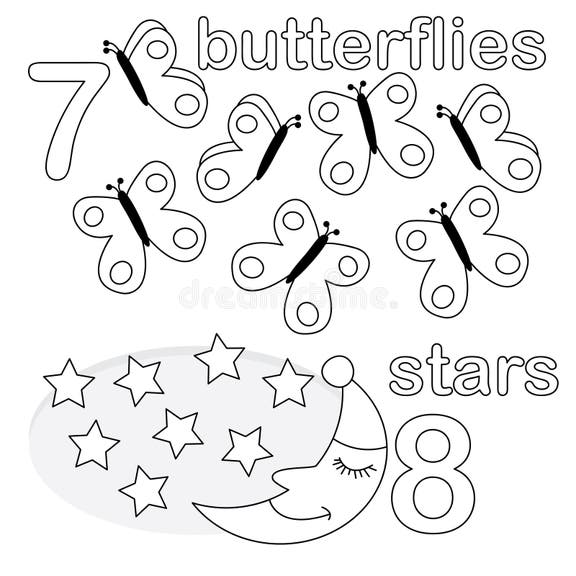 Counting Game with Number 7 & 8 Stock Illustration - Illustration of ...