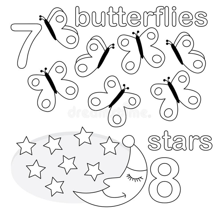 Counting Game with Number 7 & 8 Stock Illustration - Illustration of ...