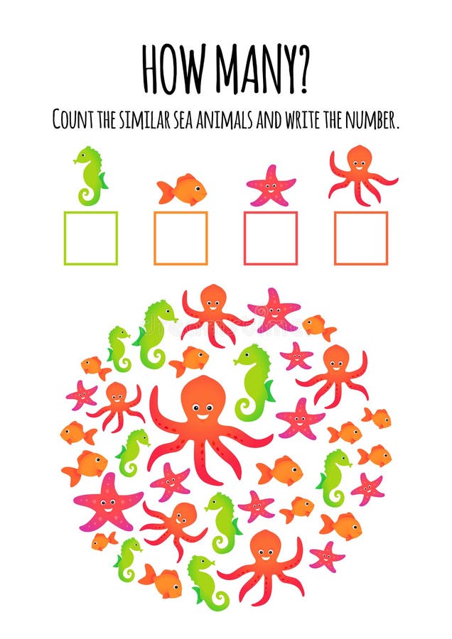 Counting Game Mathematical Activity Worksheet Stock Vector ...