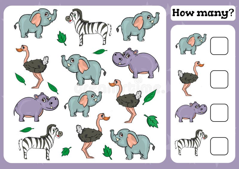 Counting Game for Preschool Children. Count How Many Educational a ...