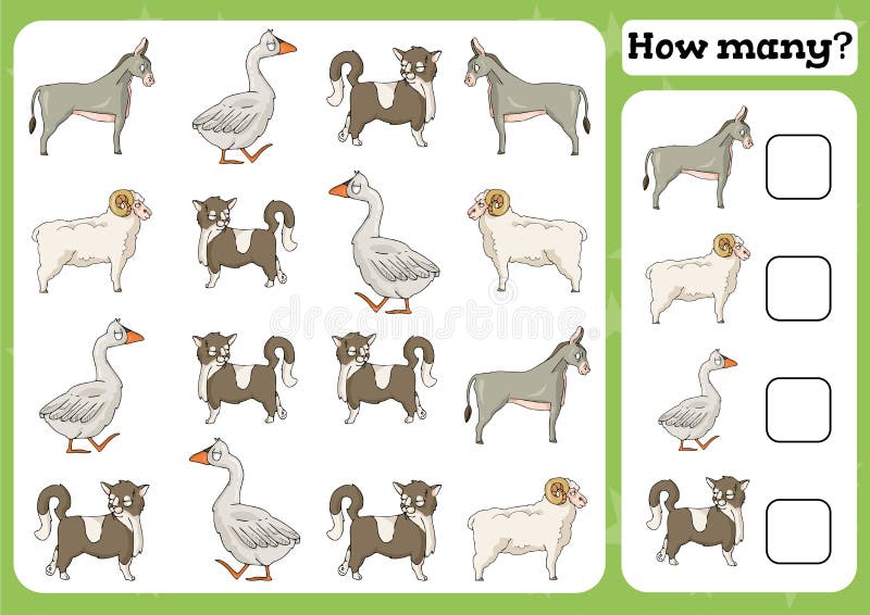 Counting Game for Preschool Children. Count How Many Educational a ...