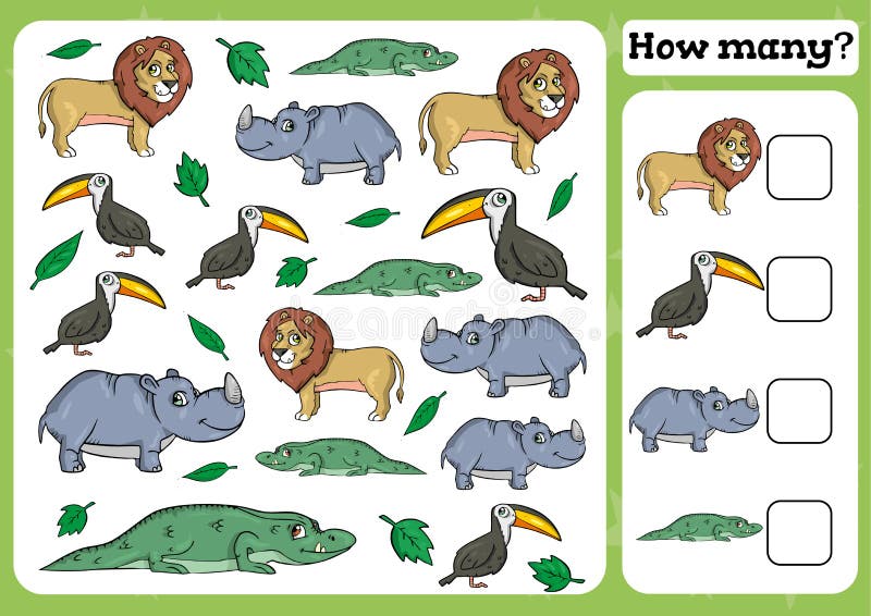 Counting Game for Preschool Children. Count How Many Educational a ...