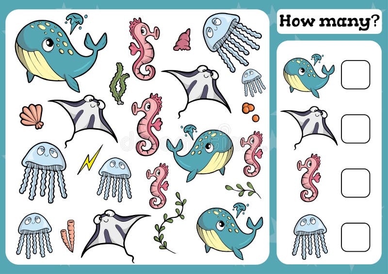 Counting Game for Preschool Children. Count How Many Educational a ...